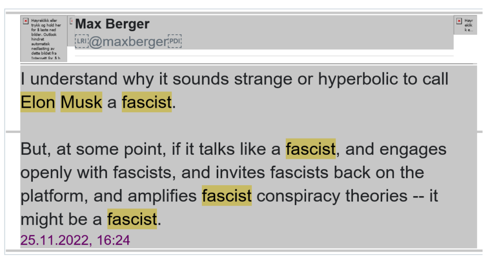 If it talks like a fascist, engages openly with fascists, invites ...
