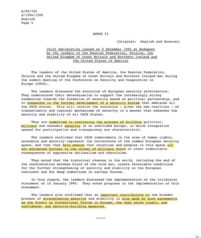 The United States appears to be in violation of the Budapest Memorandum ...